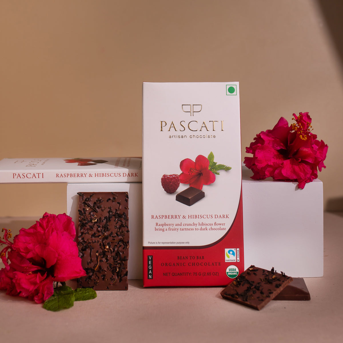 Organic & Vegan Chocolate, Raspberry Hibiscus, 75g – PASCATI, artisan ...